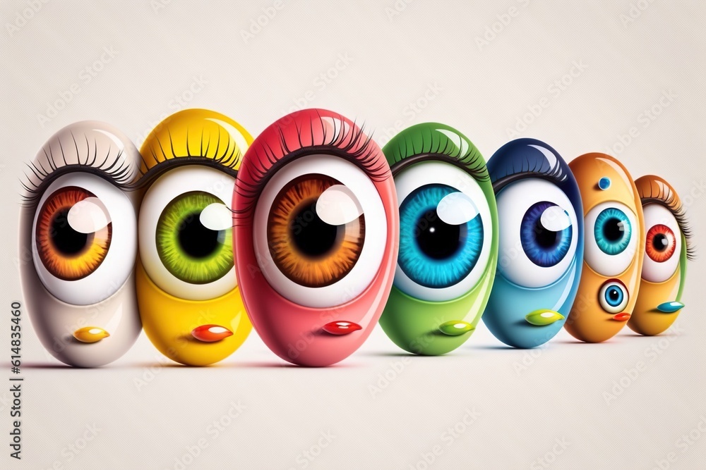 Eyes. Cute cartoon healthy human anatomy internal organ character set ...