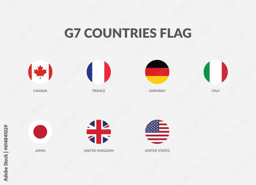 G7 countries flag icons collection Stock Vector | Adobe Stock
