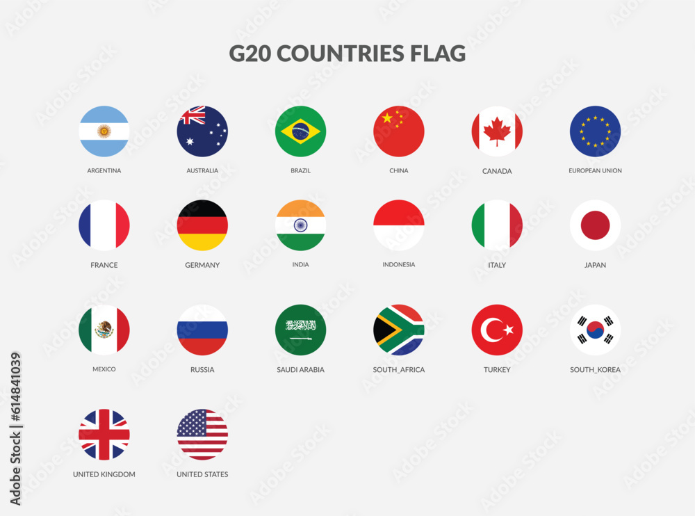 G20 countries flag icons collection Stock Vector | Adobe Stock