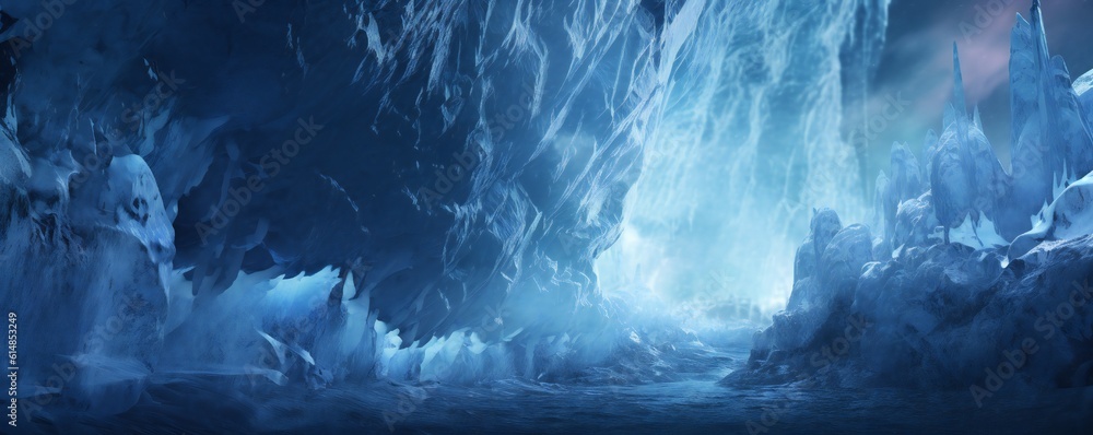 Luminous blue crystal ice glacial texture palace arctic frost snow ice ...