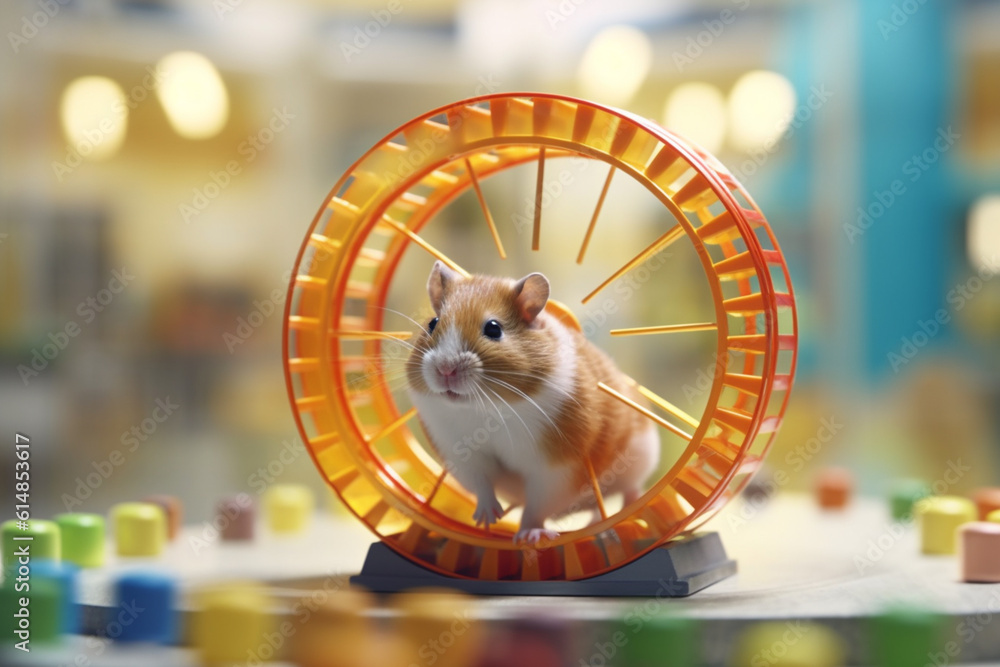 A hamster running on a wheel in its cage, reflecting the popularity of ...