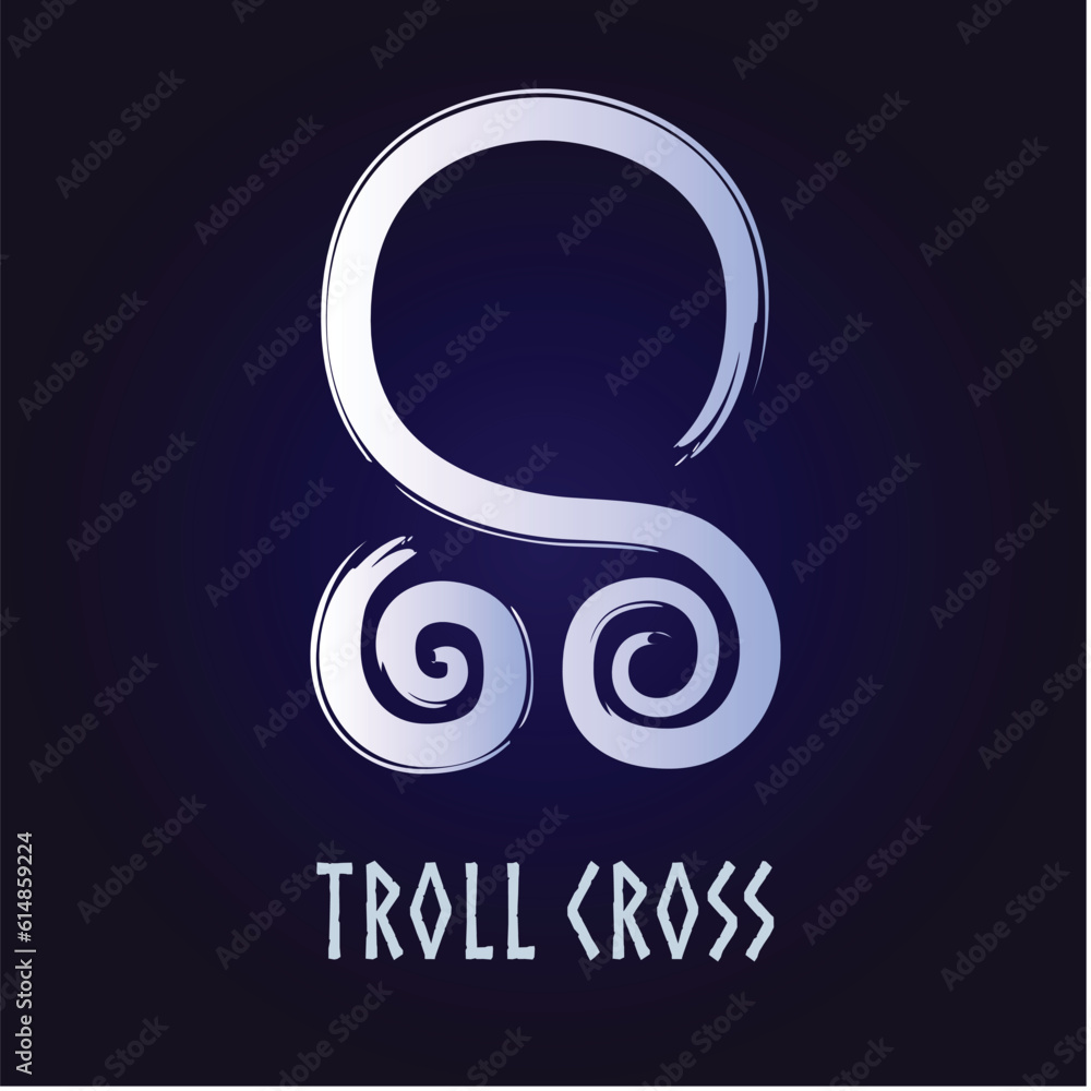 Hand drawn full editable norse symbol of troll cross. Stock Vector ...