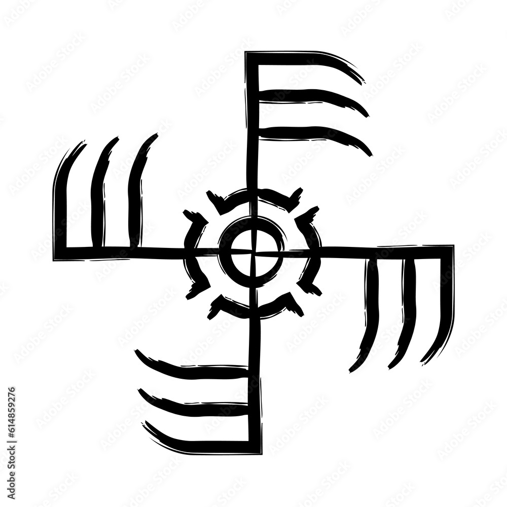 Hand drawn full editable norse symbol of Ginfaxi with meaning as ...