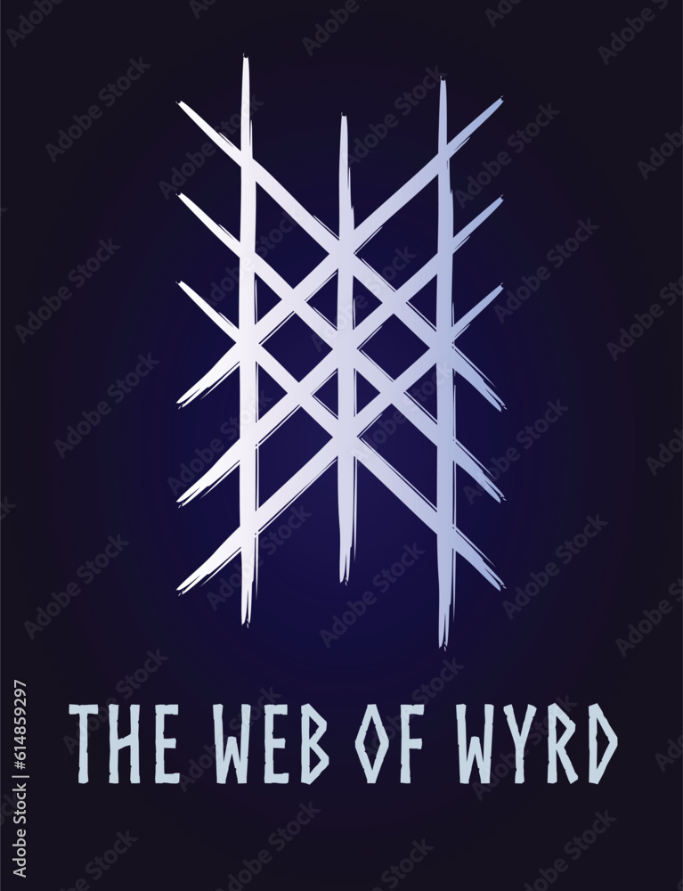 Hand drawn full editable norse symbol of web of wyrd also known as the ...