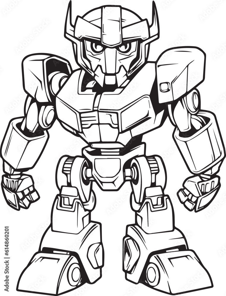 Vetor de Coloring Book Page with Autobot , Coloring page outline of a ...