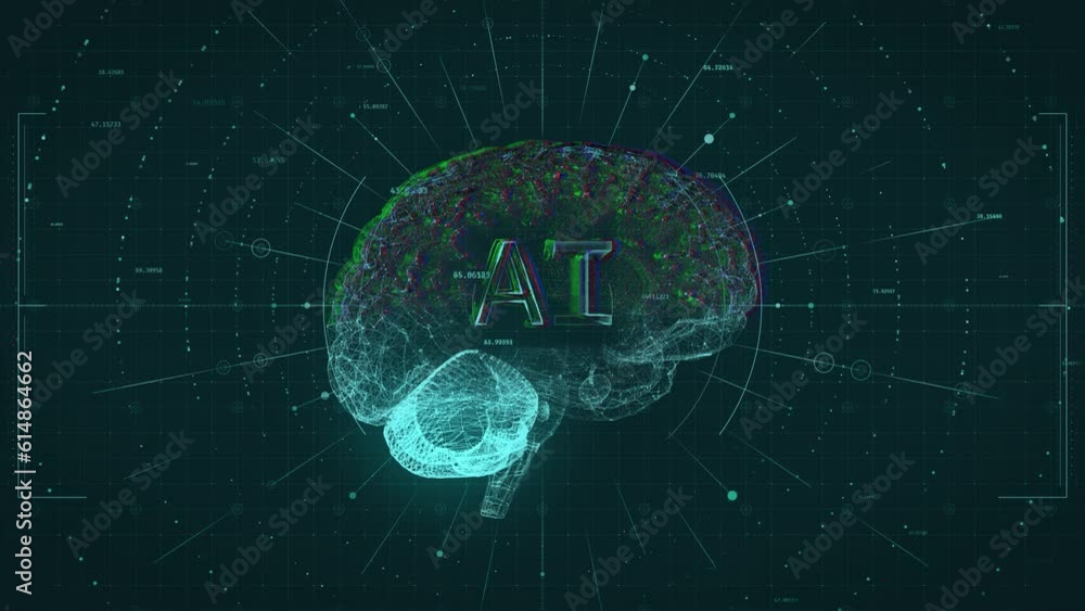 Brain AI Scanner with RGB transitions and cyber HUD UI animation 素材庫影片 ...