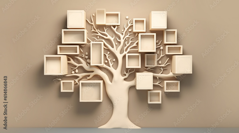 Family tree with empty cells, template. AI generation Stock ...