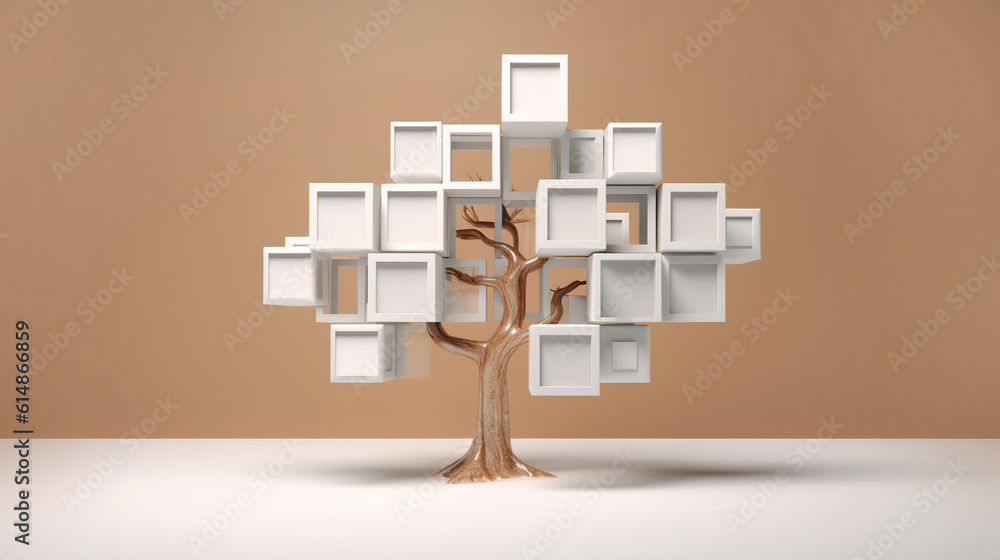 Family tree with empty cells, template. AI generation Stock ...