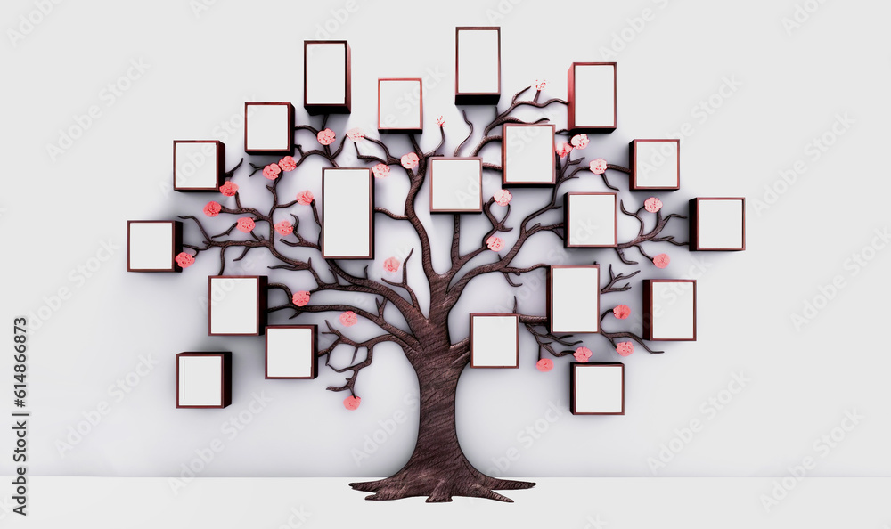 Family tree with empty cells, template. AI generation Stock ...