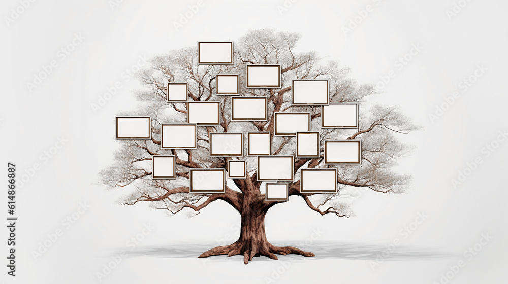 Family tree with empty cells, template. AI generation Stock ...