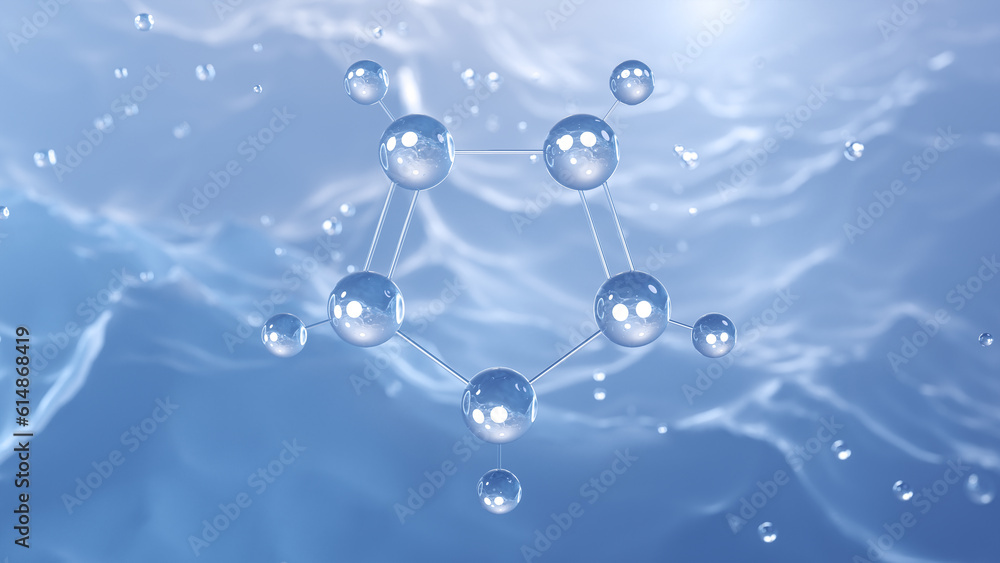 pyrrole molecular structure, 3d model molecule, heterocyclic aromatic ...