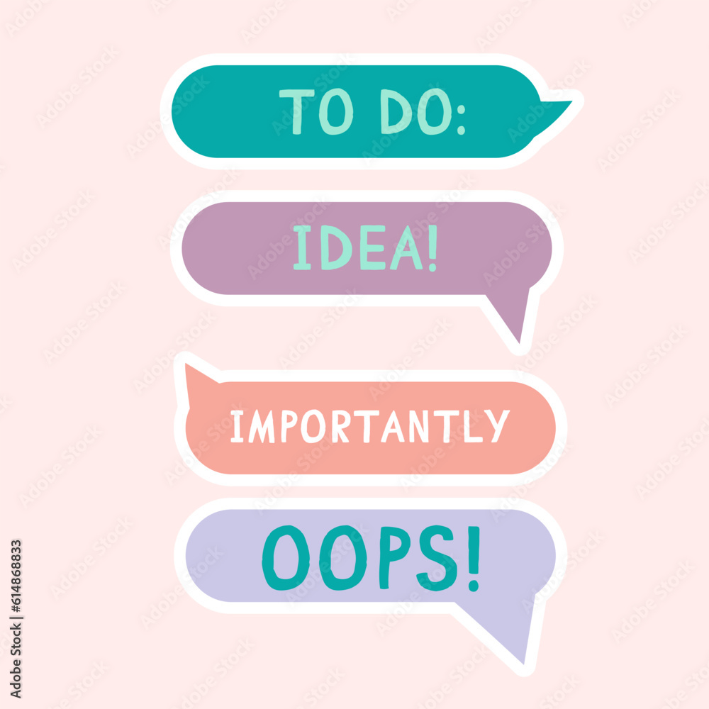 Vetor de Cute paper notes in pastel colors. Stickers. Simple page ...