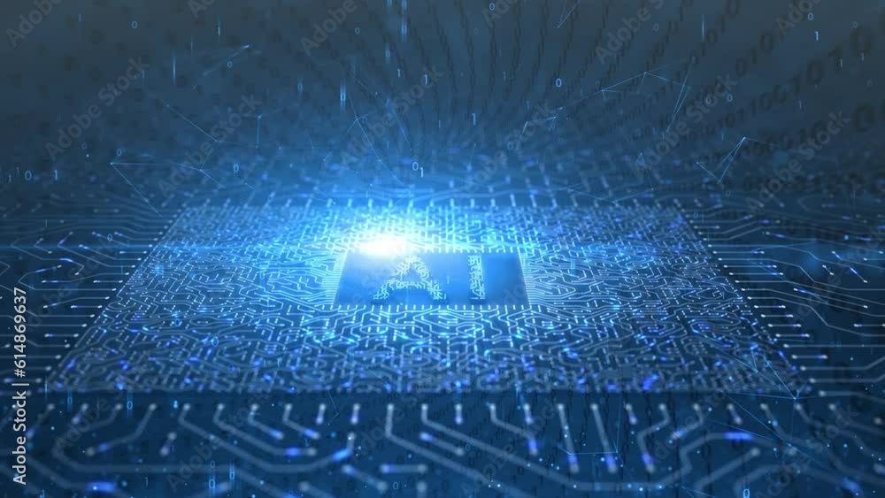 Artistic ai motherboard chip circuits loop animation. Concept ...