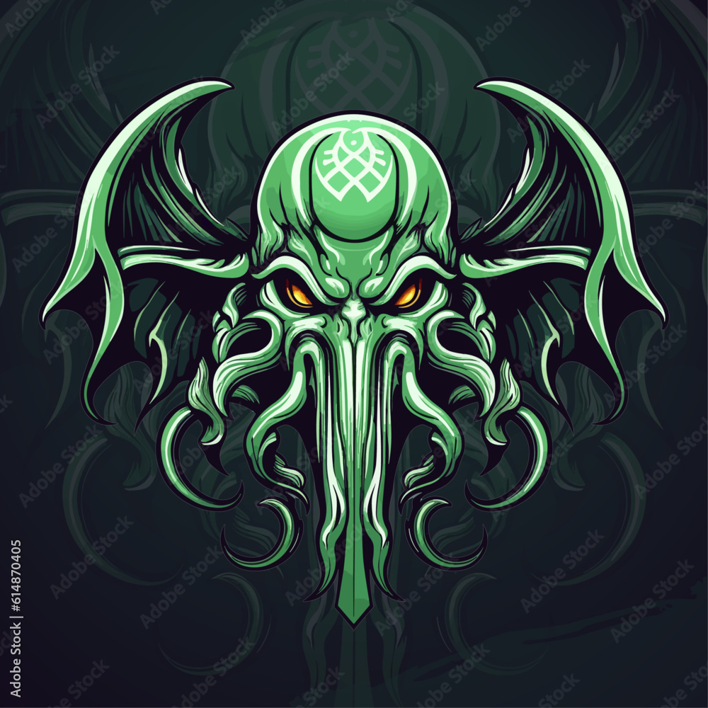 Gaming Design Vector: Cthulhu Mascot Logo with Modern Illustration ...