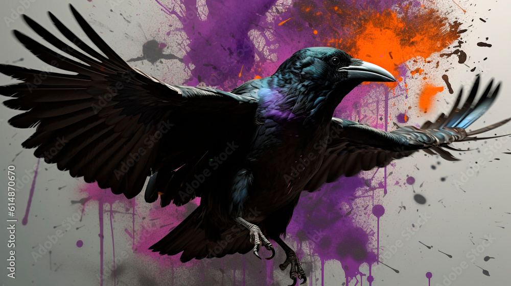 crow in a dynamic pose, paint drops Stock Illustration | Adobe Stock