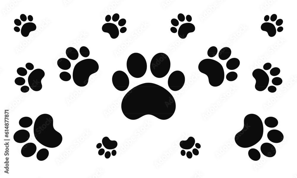 Footprints for pets.dog or cat.Footprint pattern.Cute black silhouette ...