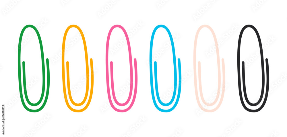 Colorful paper clips set Stationery clip art. Doodle vector ...