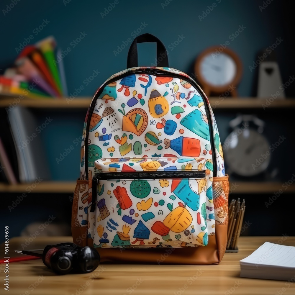 Back to school concept. Backpack with school supplies. Top view. Copy ...
