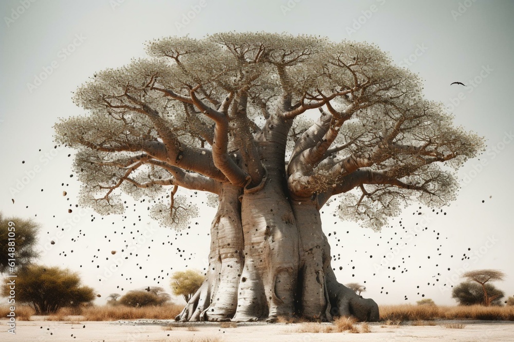 Transparent background with baobab tree and its seeds. Generative AI ...