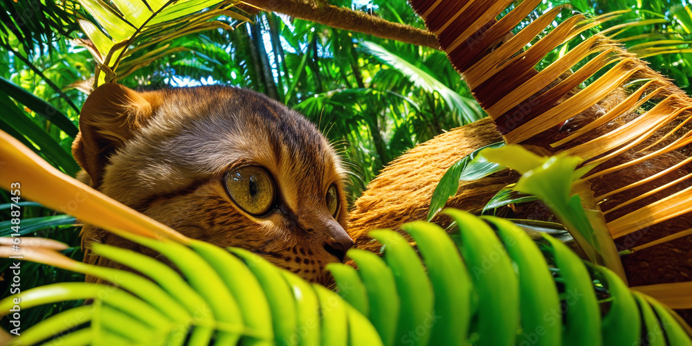 Ilustrace „Predatory beast in jungle on a sunny day. Beautiful tropical ...