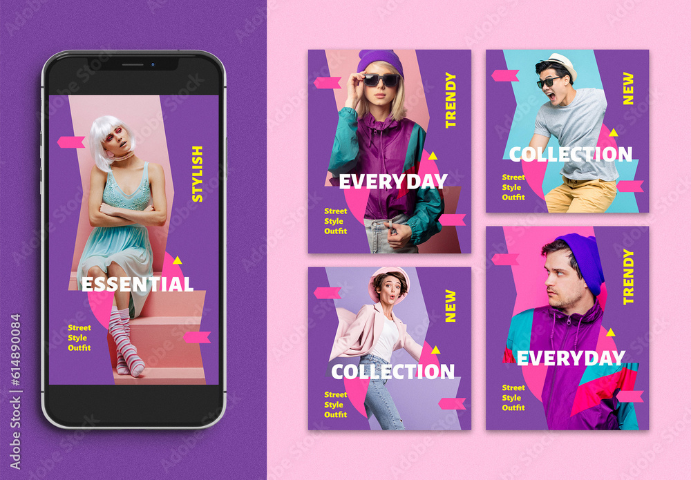 Pop Abstract Social Media Set Stock Template | Adobe Stock
