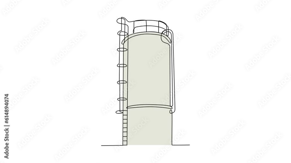 Animated self drawing of single continuous line draw for water tank at ...