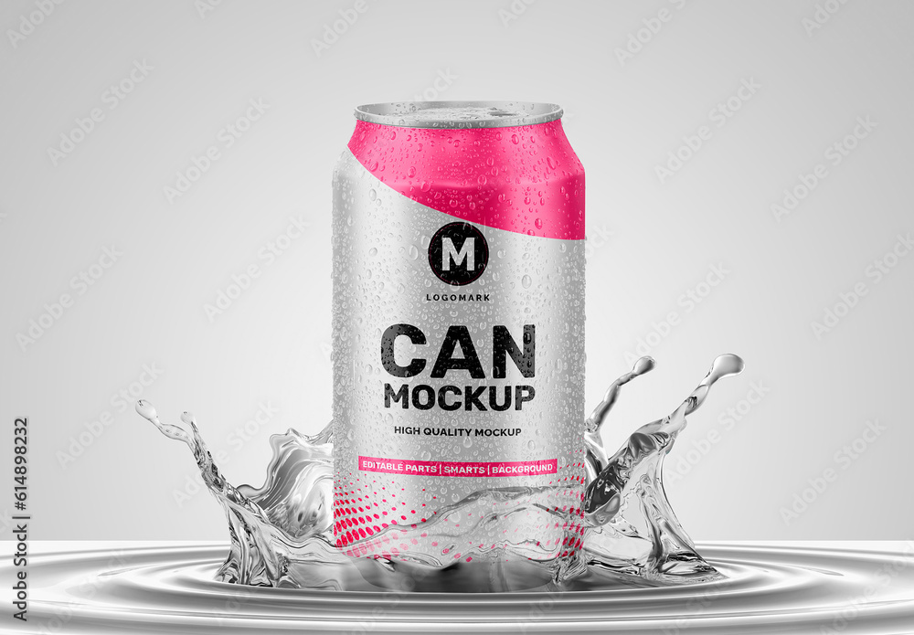 Can with Splash Mockup Template Stock Template | Adobe Stock