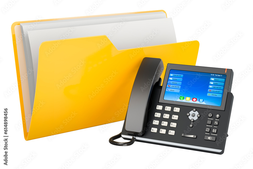 Computer folder icon with IP phone, 3D rendering Stock Illustration ...