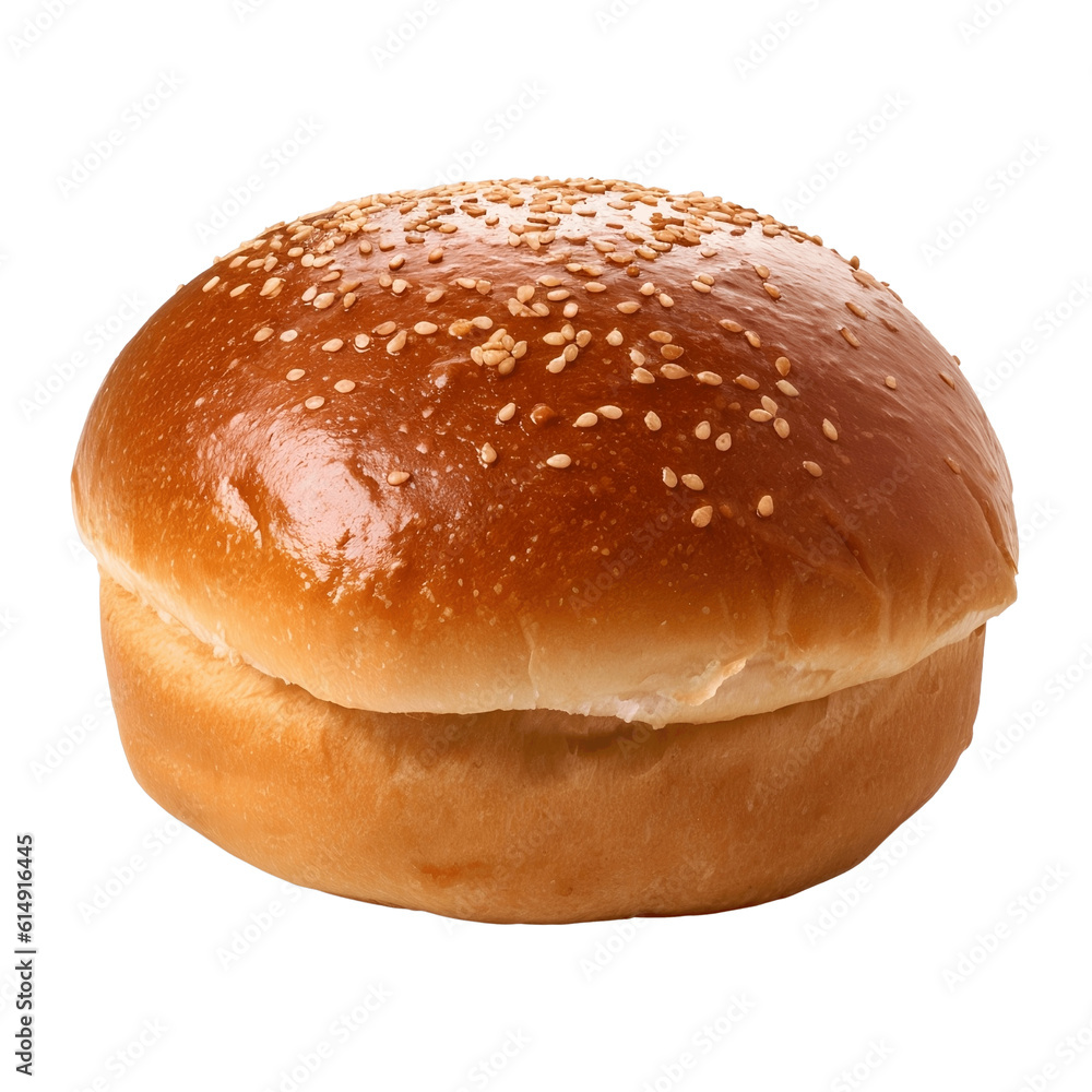 Single bread bun isolated on transparent background, Freshly baked ...