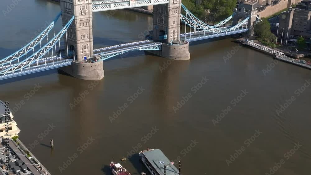 Aerial view of the Tower Bridge in London. One of London's most famous ...