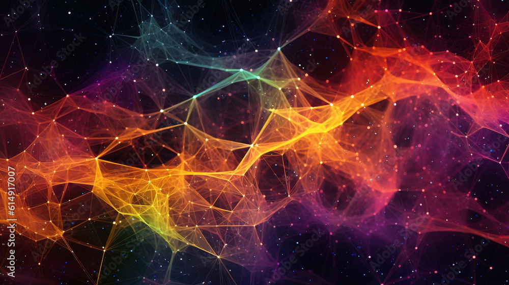 Abstract representation of the internet with interconnected nodes and ...