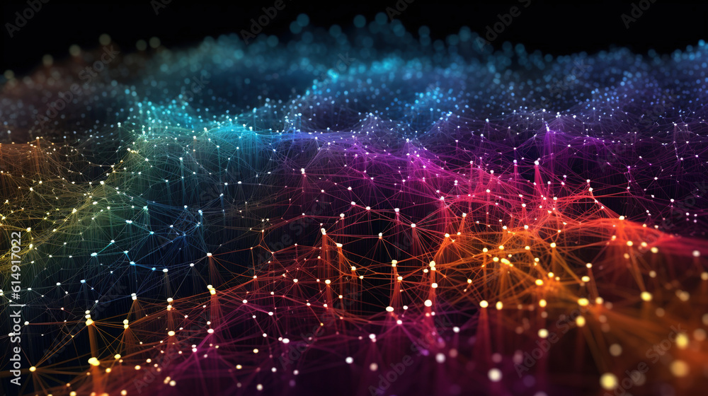Abstract representation of the internet with interconnected nodes and ...