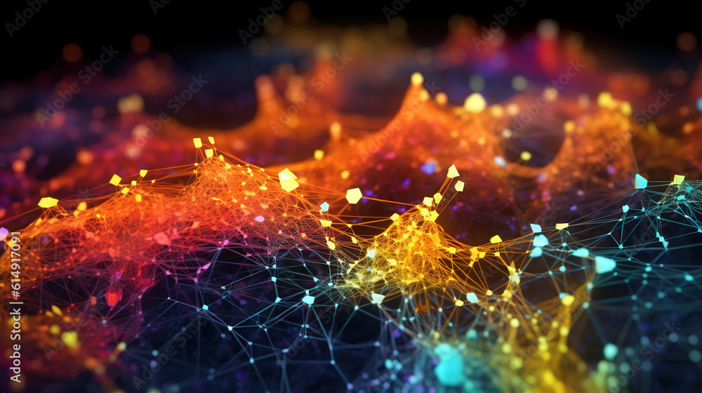 Abstract representation of the internet with interconnected nodes and ...