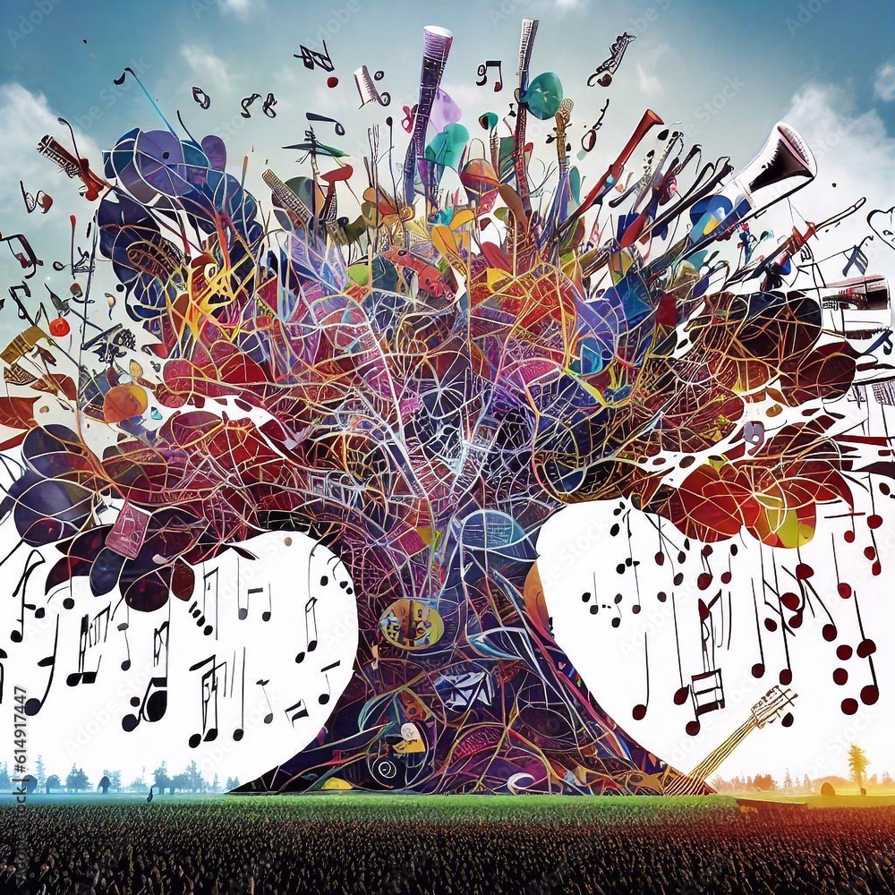 colossal tree of sound. Its branches, composed of musical notes and ...