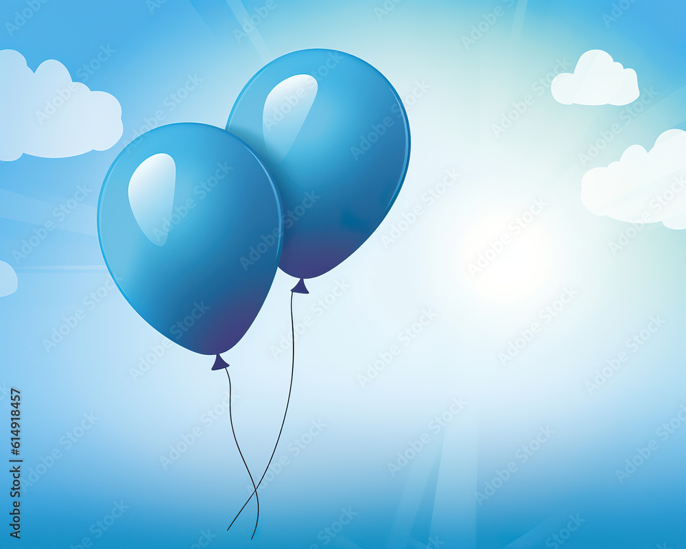 Illustration of two blue balloons on a clear sky background perfect for ...