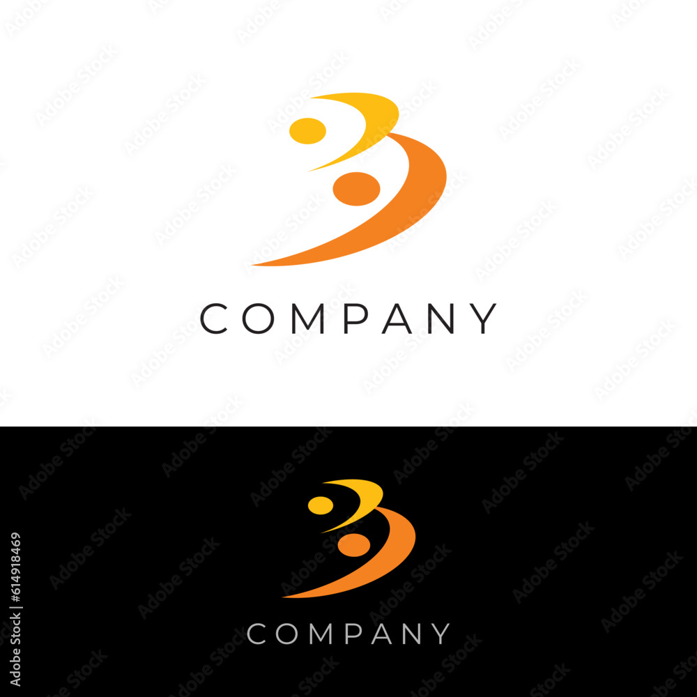 letter b logo design, people logo design, community logo, youth logo ...