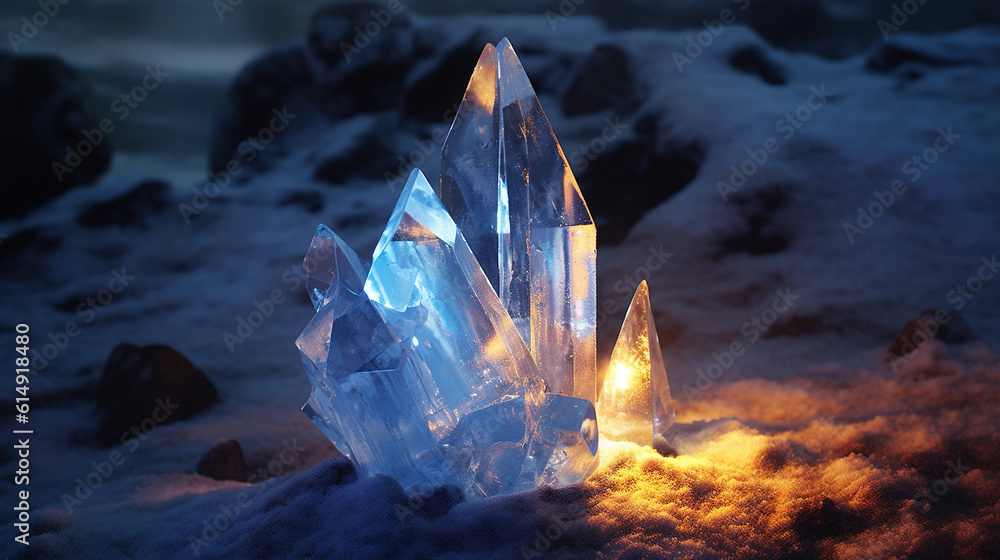 Crystal shard frozen in a block of ice Stock-Illustration | Adobe Stock