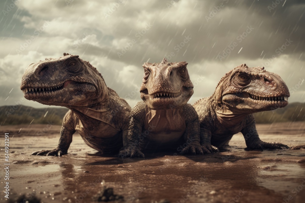 Dinosaurs. Extinct species of animals. Big strong toothy predators ...