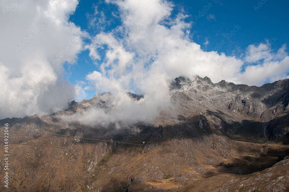 Pico Bolívar, the highest mountain in Venezuela. Set of peaks located ...