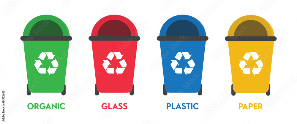 Processing trash cans, Waste separation plastic,paper,metal,organic ...