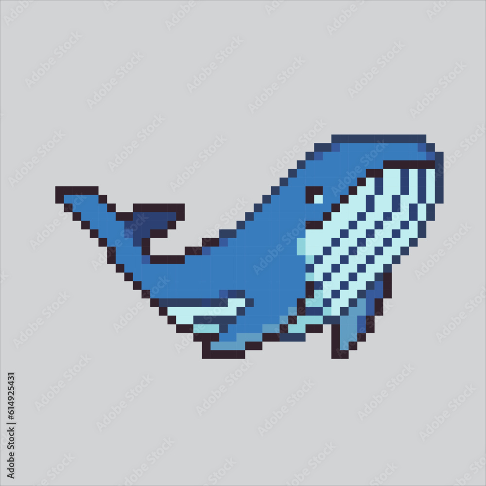 Pixel art illustration Whale. Pixelated Whale. Sea whale mammals icon ...
