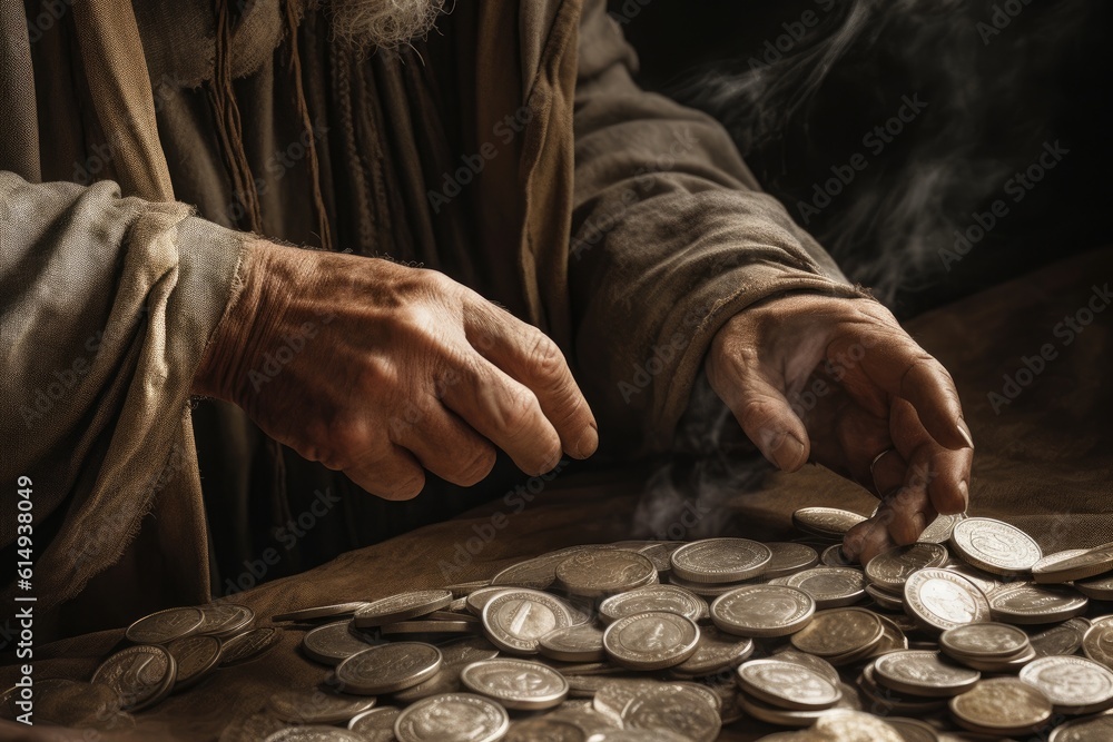 Judas 30 pieces of silver, sack thirty coins biblical symbol betrayal ...