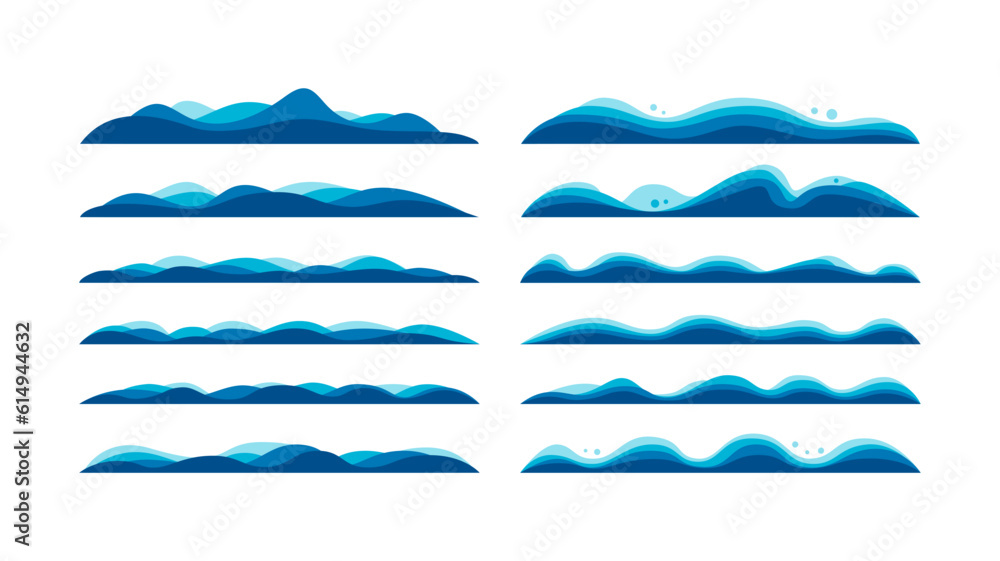 Blue wave border frame divider decoration, blue paper wavy border frame ...