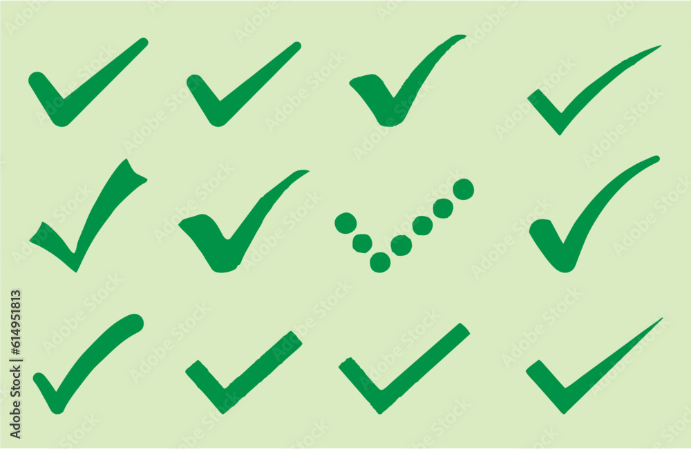 Vetor de Green Check mark right or correct icons. Editable vector ...
