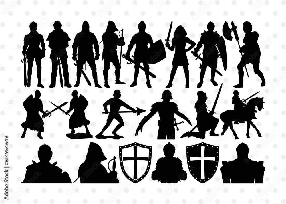 Medieval Knight Silhouette, Medieval Knight SVG, Medieval Svg, Knight ...