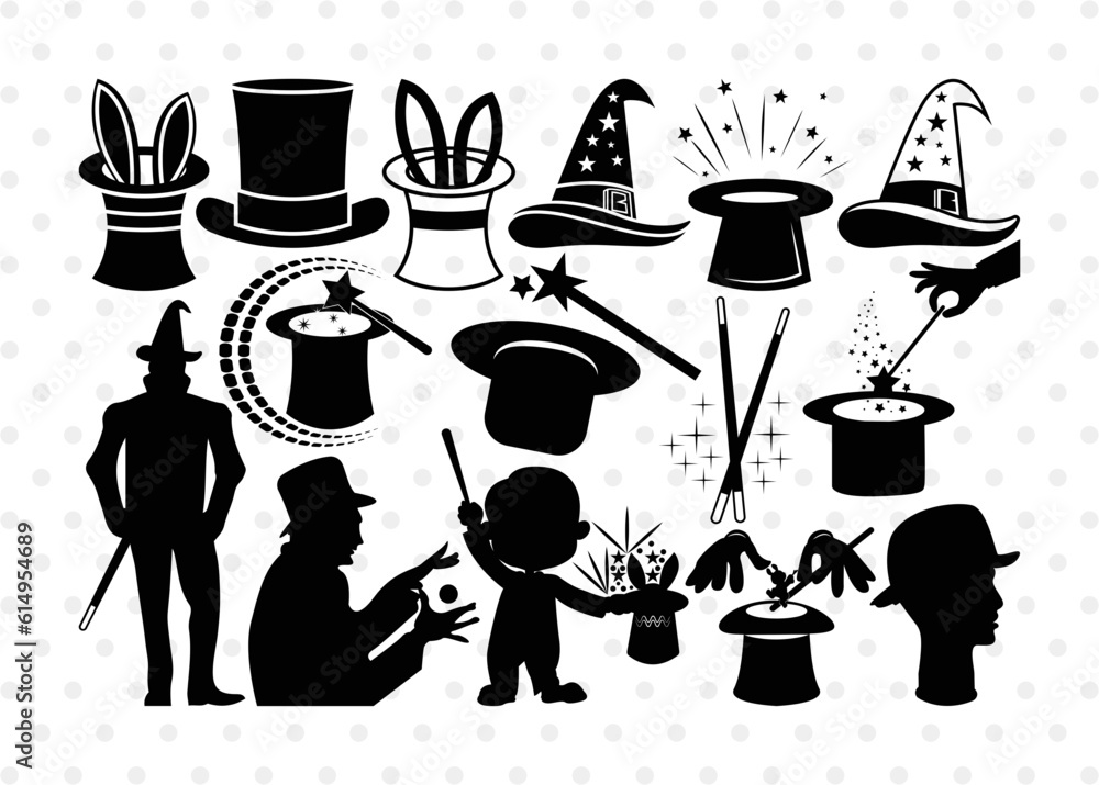Magician Magic Hat Silhouette Magician Magic Hat Svg Magic Silhouette Magic Svg Magic Hat