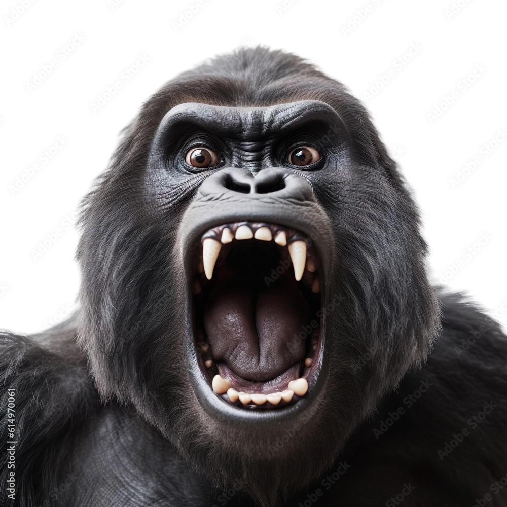 front view of ferocious looking Gorilla animal looking at the camera ...