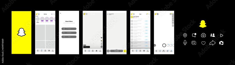 Social media Snapchat. Snapchat mockup. Snapchat social network screen ...