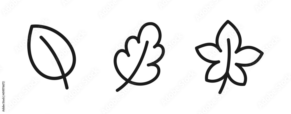 Cute doodle autumn leaves maple leaf vector illustration, icon logo set ...