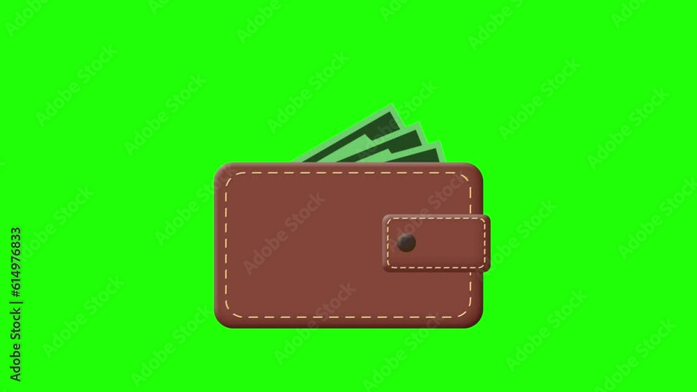 animated wallet e-wallet icon dollar bill euro coin payment green ...
